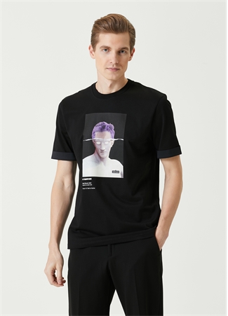 Neil Barrett Erkek Siyah Baskılı Basic T-shirt S EU Neil Barrett Erkek Siyah Baskılı Basic T-shirt S EU