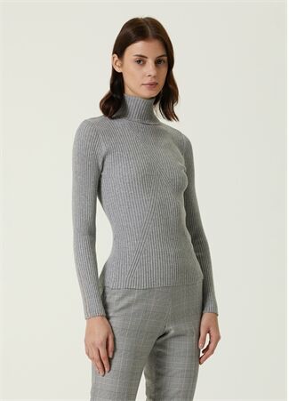 Network Kadın Slim Fit Gri Melanj Kazak S EU