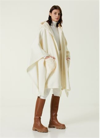Network Kadın Regular Fit Ekru Yün Panço Bej S/m Eu