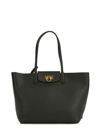 Salvatore Ferragamo Kadın Siyah Logo Detaylı Deri Çanta EU