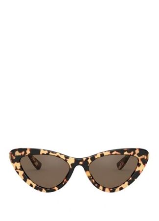 Miu Kadın Siyah Gold Cat Eye Formlu Güneş Gözlüğü Kahverengi 55 EU