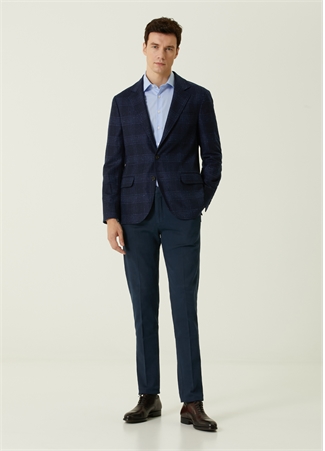 Brunello Cucinelli Erkek Lacivert Ekose Desenli Nopeli Yün Ceket 54 IT Brunello Cucinelli Erkek Lacivert Ekose Desenli Nopeli Yün Ceket 54 IT