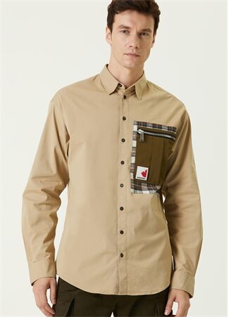 Dsquared2 Erkek Bej Garnili Ekose Desen Cepli Gömlek 48 IT