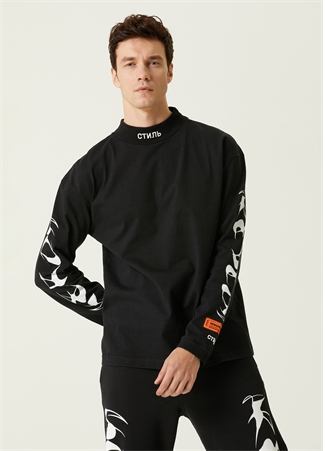 Heron Preston Erkek Siyah Yakası Jakarlı Kontrast Baskılı Sweatshirt S Eu Heron Preston Erkek Siyah Yakası Jakarlı Kontrast Baskılı Sweatshirt S Eu