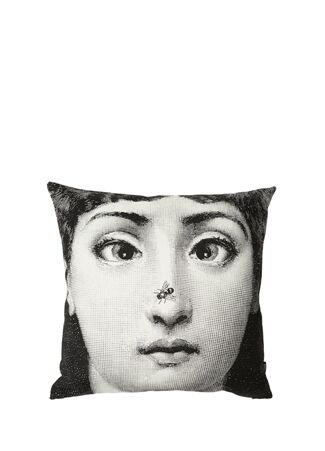 Fornasetti Siyah Beyaz Baskılı Dekoratif Yastık Çok Renkli
