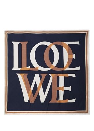 Loewe Kadın Lacivert Logolu Yün Şal EU