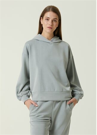 Beymen Club Kadın Mint Kapüşonlu Balon Kol Sweatshirt Mavi S