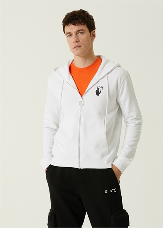 Off-White Erkek Beyaz Kapüşonlu Logolu Sweatshirt M EU Off-White Erkek Beyaz Kapüşonlu Logolu Sweatshirt M EU
