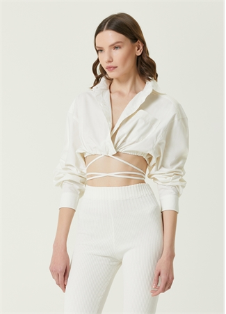 Adamo Kadın Ekru Beli Bağcıklı Crop Gömlek Bej Xs Eu Adamo Kadın Ekru Beli Bağcıklı Crop Gömlek Bej Xs Eu