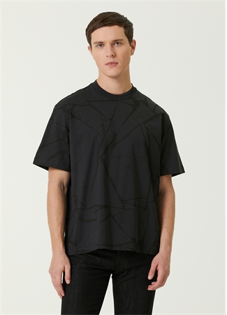 Z Zegna Erkek Antrasit Şeritli Kısa Kollu Triko Gri L EU