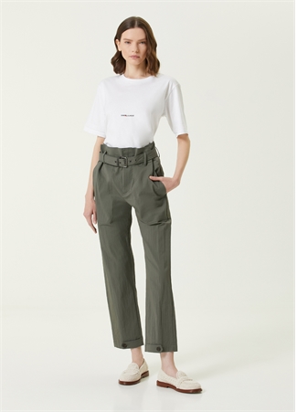 Brunello Cucinelli Kadın Haki Beli Kemerli Pantolon 36 It Brunello Cucinelli Kadın Haki Beli Kemerli Pantolon 36 It