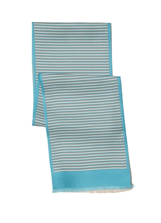 Pal Zileri Erkek Mavi Desen Detaylı İpek Atkı EU