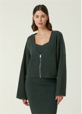 Allsaints Kadın Enya Yeşil V Yaka Yün Hırka XS EU