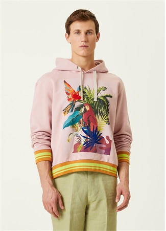 Etro Erkek Pembe Kapüşonlu Kuş Figürlü Sweatshirt M EU Etro Erkek Pembe Kapüşonlu Kuş Figürlü Sweatshirt M EU