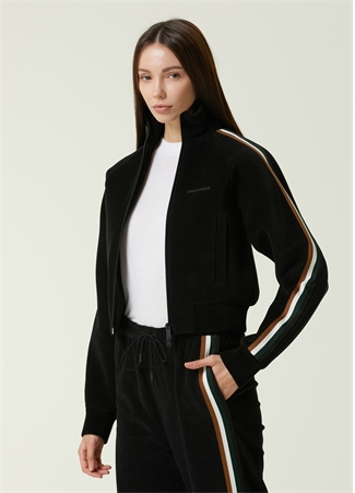 Dsquared2 Kadın Siyah Dik Yaka Şeritli Sweatshirt M EU Dsquared2 Kadın Siyah Dik Yaka Şeritli Sweatshirt M EU