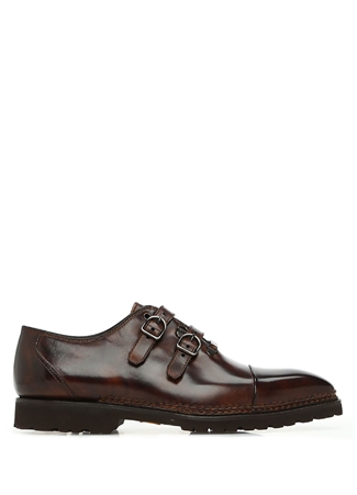 Bontoni Erkek Kahverengi Kemer Detaylı Deri Ayakkabı 40 EU