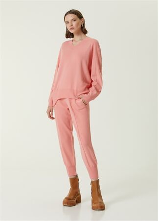 Stella McCartney Kadın Pembe Dar Paça Yün Pantolon 42 IT