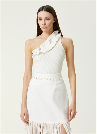 Zimmermann Kadın Beyaz Tek Omuzlu Fırfırlı Bluz 0 US