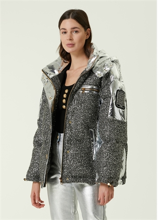 Balmain Kadın Silver Kapüşonlu Garnili Puff Mont Siyah 36 FR Balmain Kadın Silver Kapüşonlu Garnili Puff Mont Siyah 36 FR