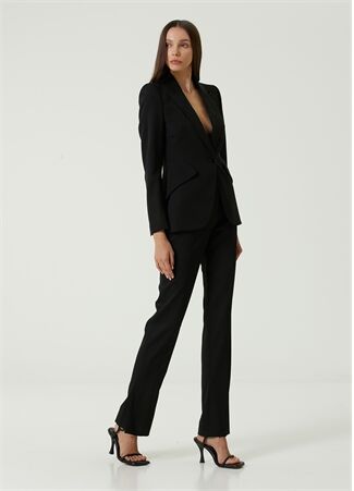 Alexander McQueen Kadın Siyah Kırlangıç Yaka Yün Ceket 40 IT