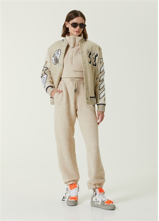 Off-White Kadın Bej Dokulu Yün Eşofman Altı M EU