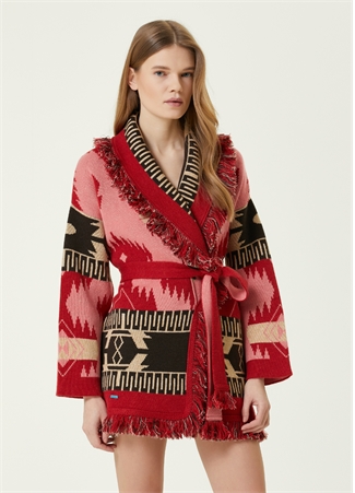 Alanui Kadın Pembe Jakarlı Beli Kuşaklı İpek Hırka S EU