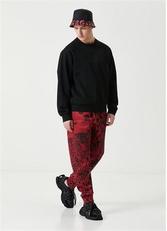 Dolce&Gabbana Erkek Kırmızı Siyah Leopar Desenli Jogger Eşofman Altı 44 IT Dolce&Gabbana Erkek Kırmızı Siyah Leopar Desenli Jogger Eşofman Altı 44 IT