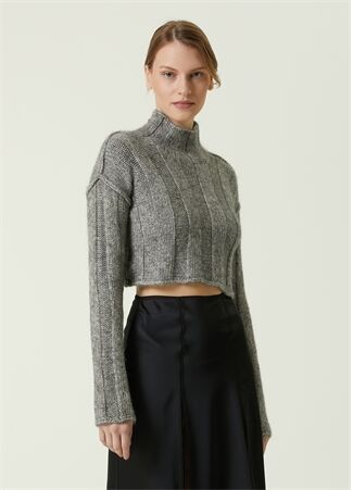 Anna October Kadın Gri Örgü Dokulu Kazak M EU