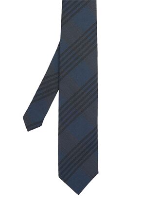 Beymen Club Erkek Gri Mavi Çizgili İpek Kravat EU