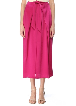 Beymen Collection Kadın Şeftali Beli Bağcıklı Midi Saten Etek Pembe 42