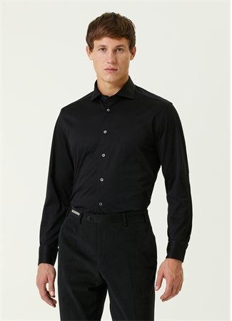Corneliani Erkek Siyah Küçük Yaka Gömlek 42 IT Corneliani Erkek Siyah Küçük Yaka Gömlek 42 IT