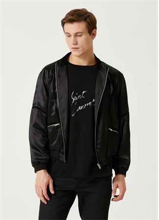 Erkek Siyah Trok İşlemeli Mont 50 IT