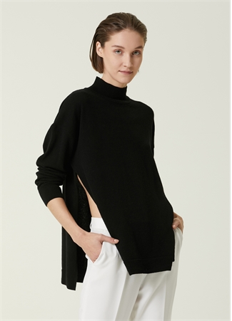 Beymen Collection Kadın Siyah Yırtmaç Detaylı Yün Kazak S Beymen Collection Kadın Siyah Yırtmaç Detaylı Yün Kazak S