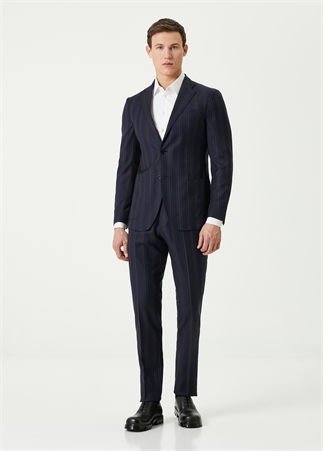 Etro Erkek Lacivert Çizgi Desenli Yün Takım Elbise 54 IT Etro Erkek Lacivert Çizgi Desenli Yün Takım Elbise 54 IT