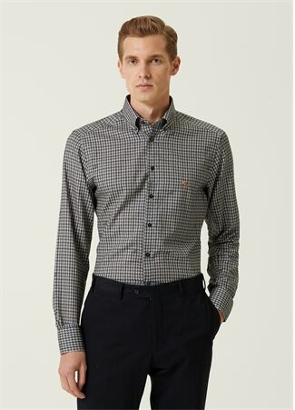 Etro Erkek Kahverengi Kazayağı Desenli Gömlek 38 IT