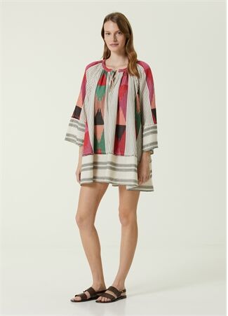 Devotion Kadın Siyah Desenli Mini Elbise EU