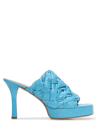 Bottega Veneta Kadın BV Bold Mavi Kapitoneli Deri Terlik 37 EU