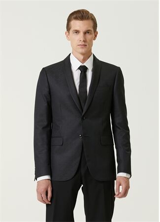 Pal Zileri Erkek Siyah Şal Yaka Çizgili Ceket 46 IT