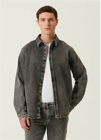 Academia Erkek Antrasit Logo Detaylı Denim Gömlek Gri S EU Academia Erkek Antrasit Logo Detaylı Denim Gömlek Gri S EU