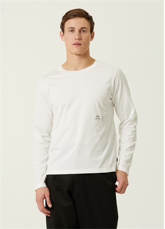 Stone Island Shadow Erkek Beyaz Logolu Uzun Kollu T-shirt M EU