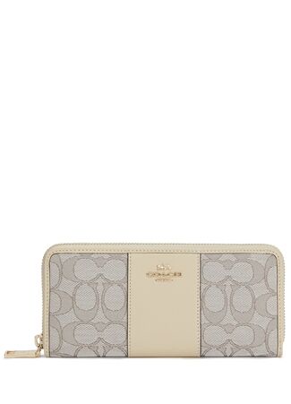 Coach Kadın Krem Logo Jakarlı Cüzdan Bej EU
