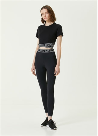 Ck Performance Kadın Siyah Beli Logo Bantlı Tayt L EU