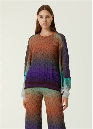 Missoni Kadın Bisiklet Yaka Degrade Yün Kazak Turuncu S EU Missoni Kadın Bisiklet Yaka Degrade Yün Kazak Turuncu S EU