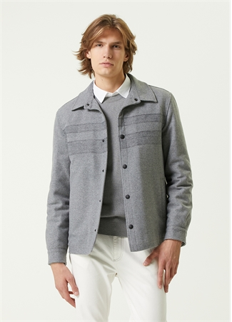 Beymen Club Erkek Gri Punch Şerit Detaylı Dış Gömlek S Beymen Club Erkek Gri Punch Şerit Detaylı Dış Gömlek S