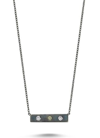 Emre Osmanlar Kadın Drop Me a Line Triple Pırlantalı Gümüş Rengi Kolye Gri EU