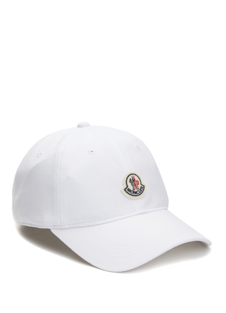 Moncler Erkek Beyaz Logolu Şapka EU Moncler Erkek Beyaz Logolu Şapka EU