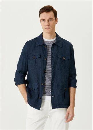 Network Erkek Lacivert Keten Ceket 46 EU