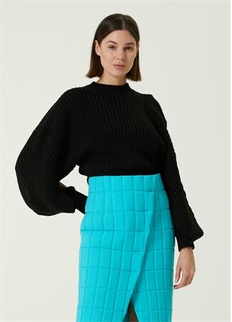 A.w.a.k.e. Mode Kadın Siyah Omuz Detaylı Yün Kazak XS EU