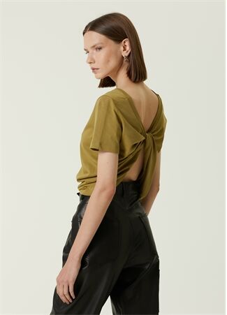 Academia Kadın Haki Sırtı Düğüm Detaylı T-shirt S