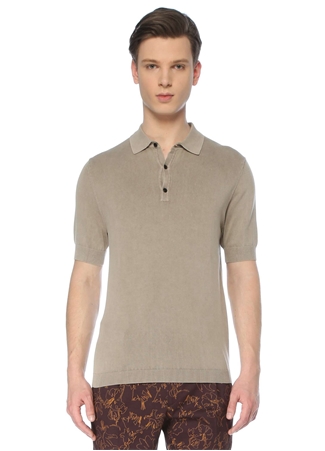 Palzileri Lab Erkek Bej Polo Yaka Kısa Kollu Triko Kahverengi 54 IT